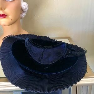 Accessories | Fabulous 195s Navy Fabric And Velvet Cart Wheel Hat With ...